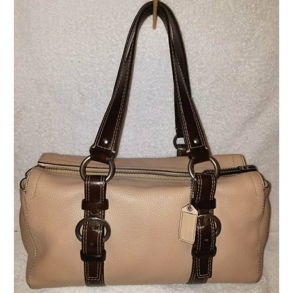 Coach | Bags | Coach Sand And Brown Leather Shoulder Handbag | Poshmark